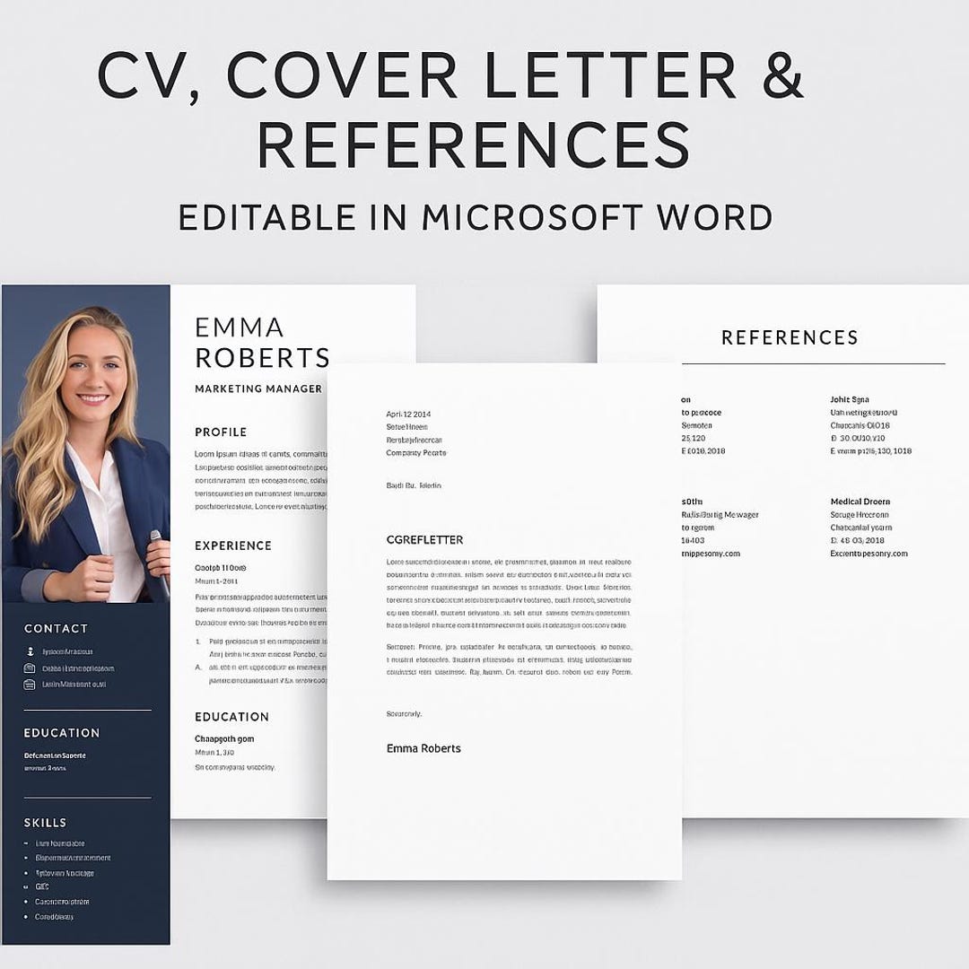 Modern CV Template for Word – Editable Resume + Cover Letter ...