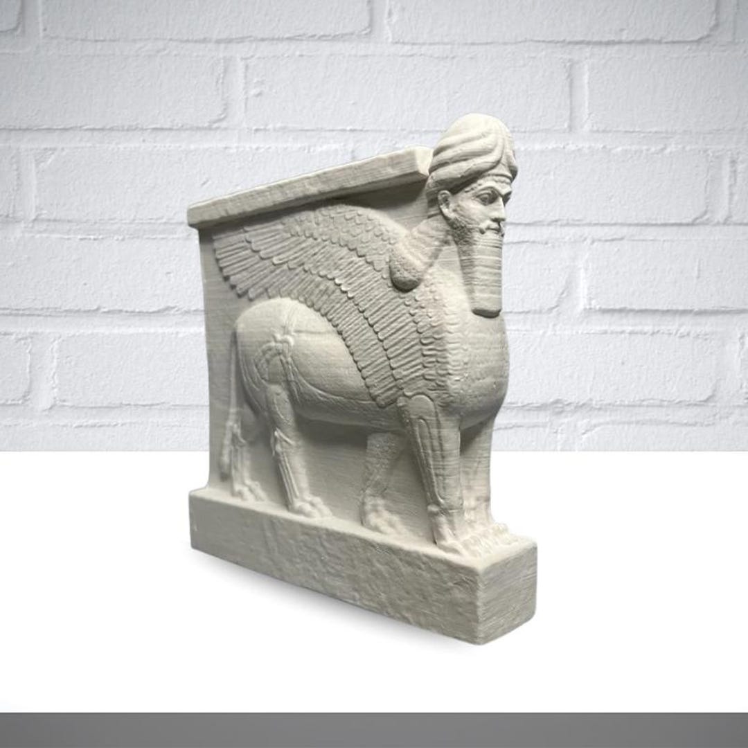 Iraqi Assyrian Winged Bull Head Statue – Plaster Sculpture for Home ...