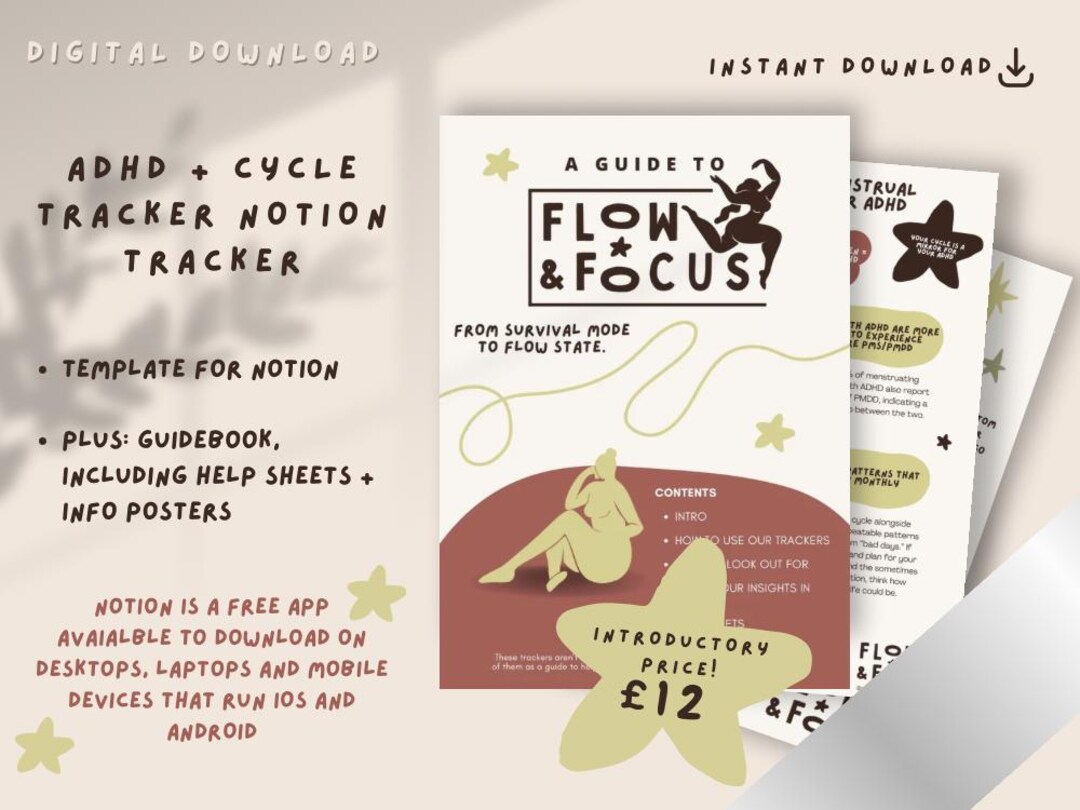 Flow and Focus ADHD and Cycle Silver Tracker Bundle - Notion Template ...