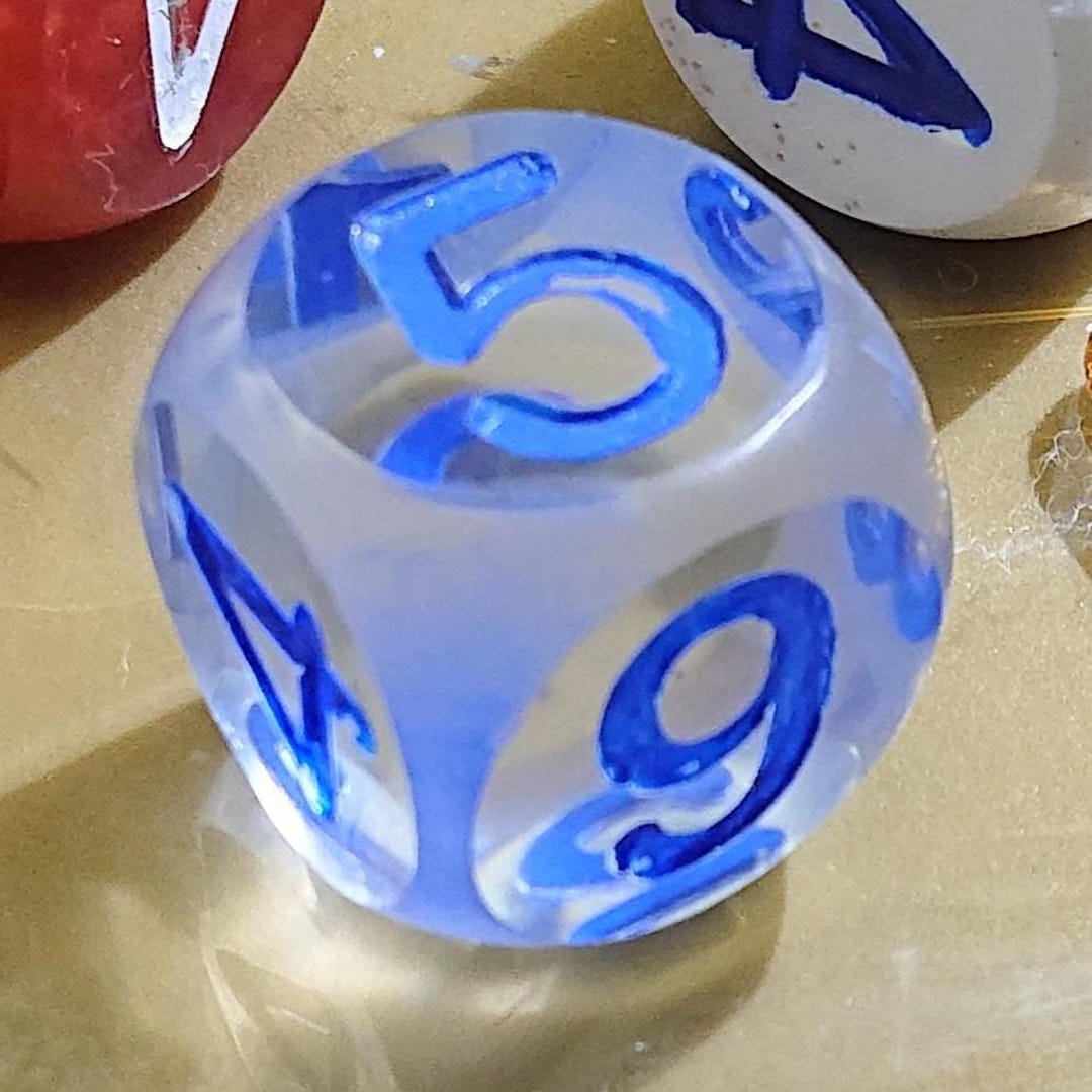 Dice D6-1 31 Mm Resin Crystal Clear Blue Numbers Round Corners Rolls - Etsy