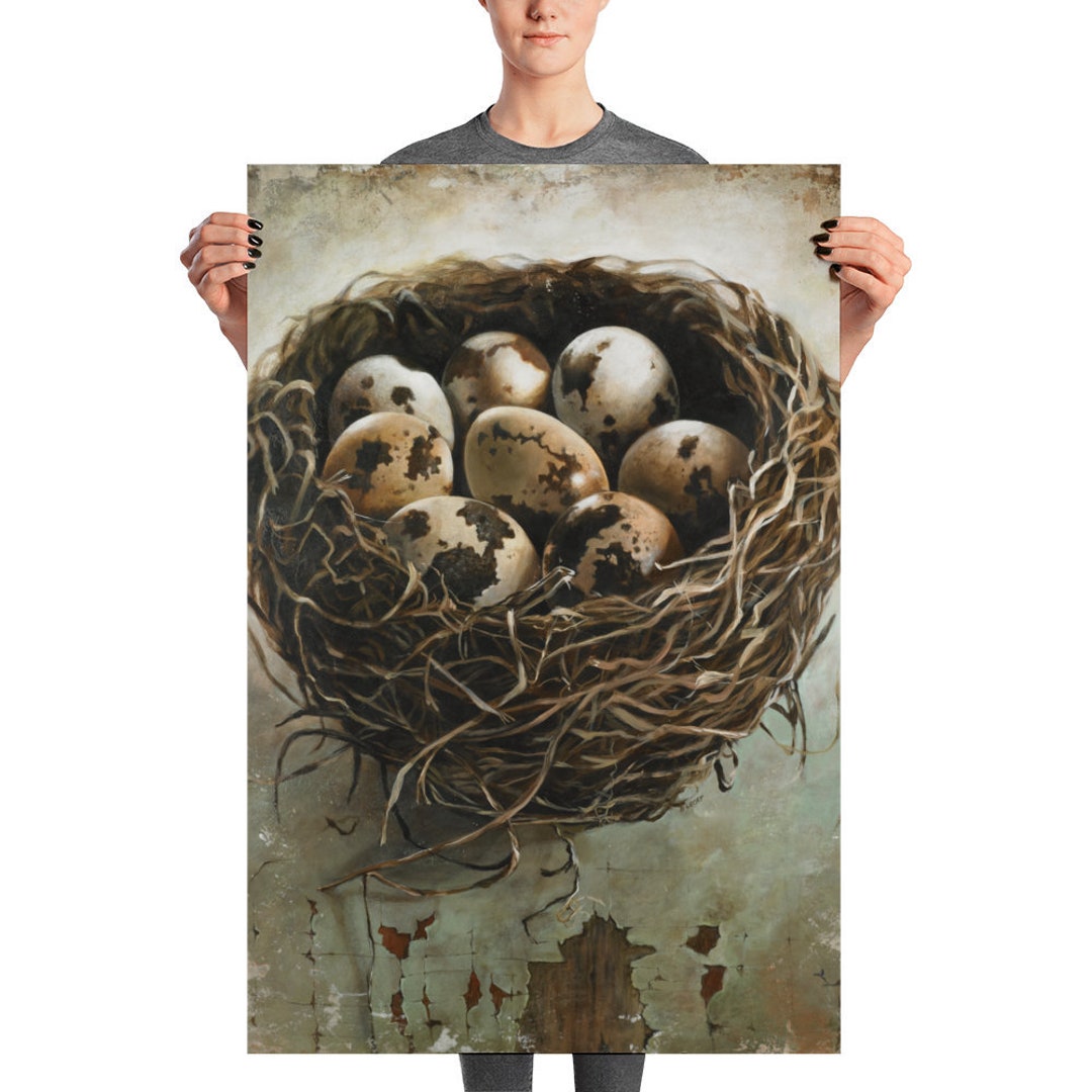 Bird Nest Art Print, Farmhouse Wall Decor, Ready to Frame Nature Themed ...