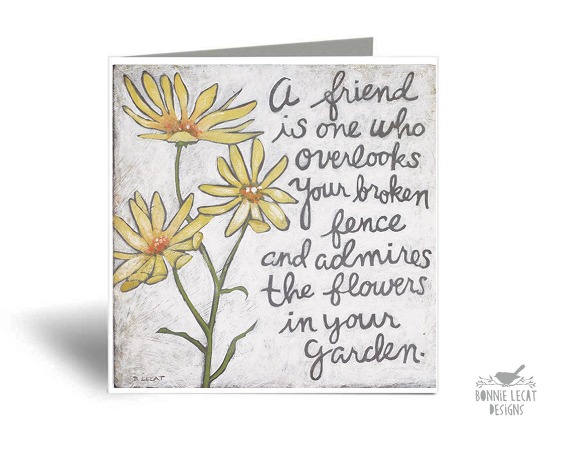 Friendship Quote Greeting Card: Garden Flowers Thank You - Etsy