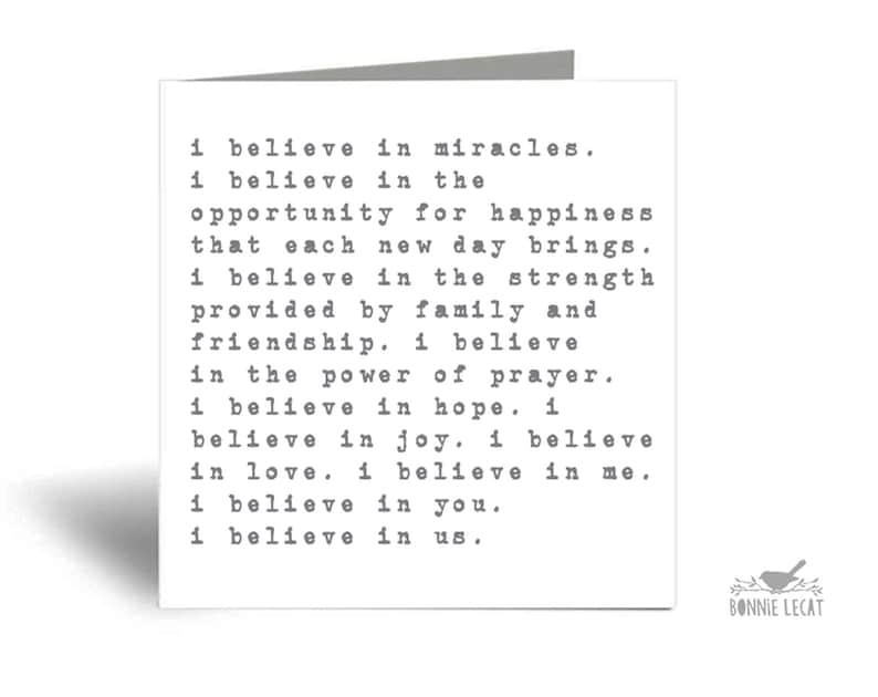 Inspirational Love Card: I Believe in Miracles (digital Download) - Etsy