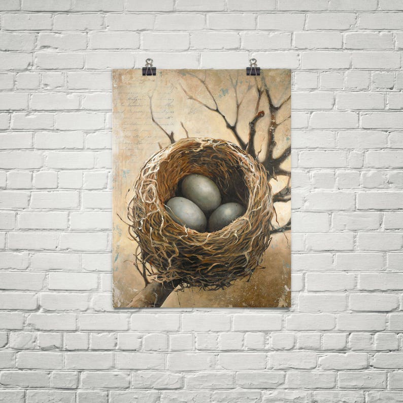 Nest Art Print Ready to Frame Bird's Nest Poster Print - Etsy