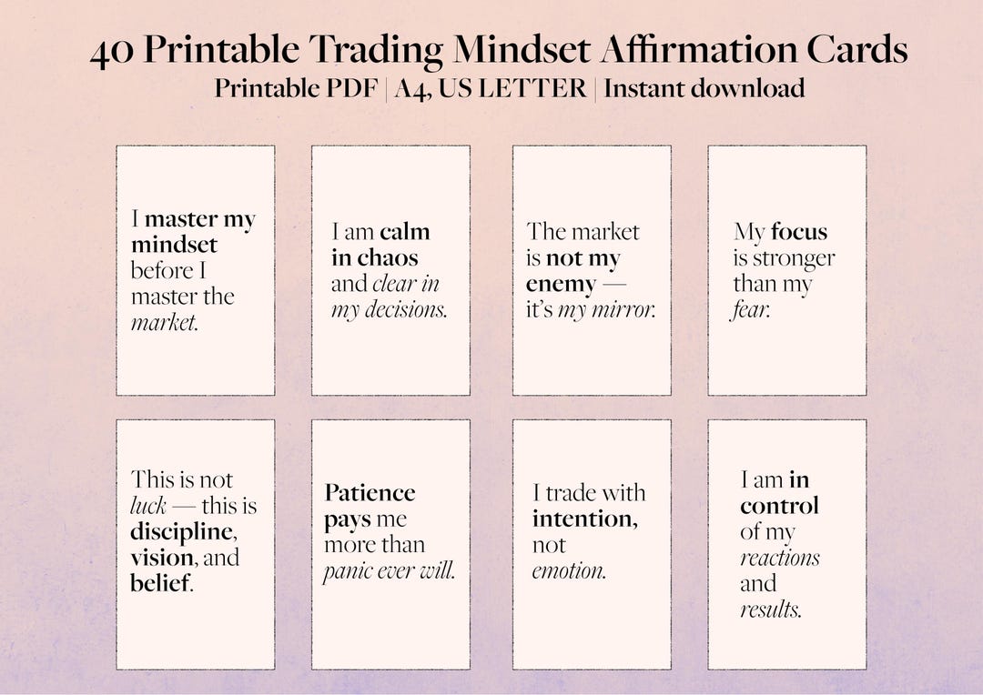 40 Printable Trading Affirmation Cards – Build a Strong Mindset for ...