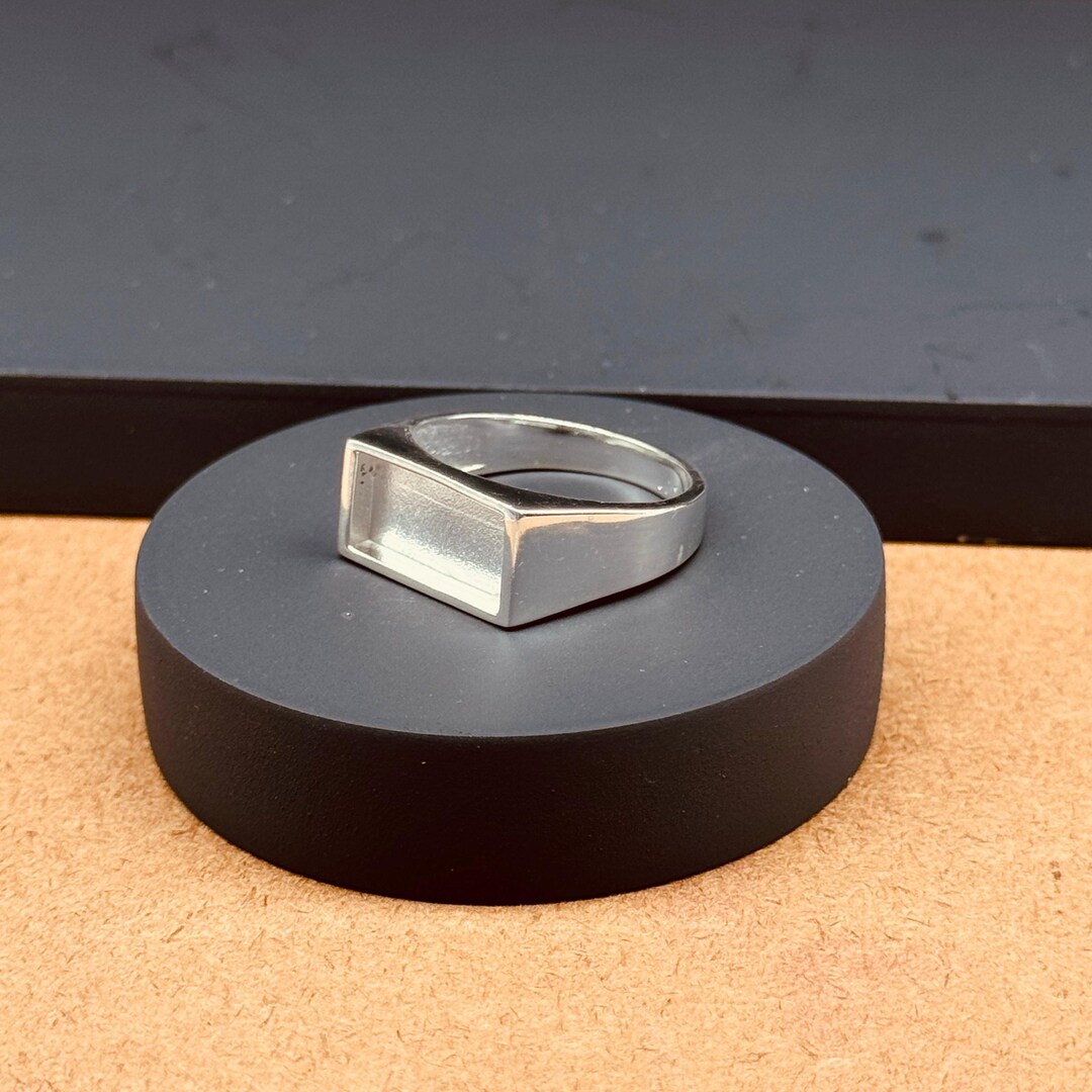 925 Sterling Silver Plated Rectangle Inlay Ring: DIY Resin & Opal ...