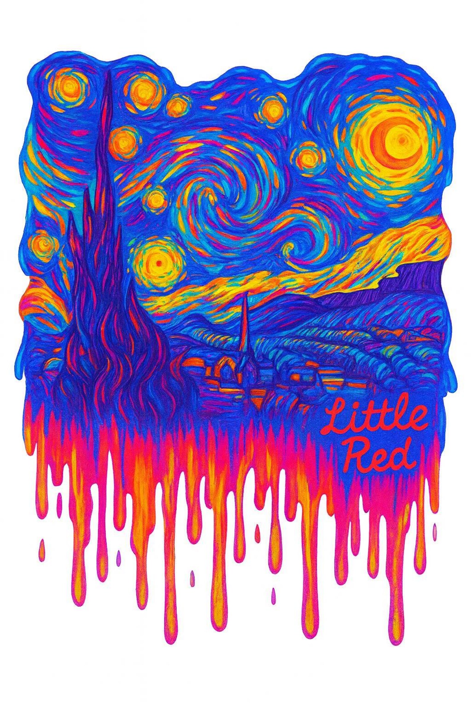 Little Red Starry Night Sticker - Etsy