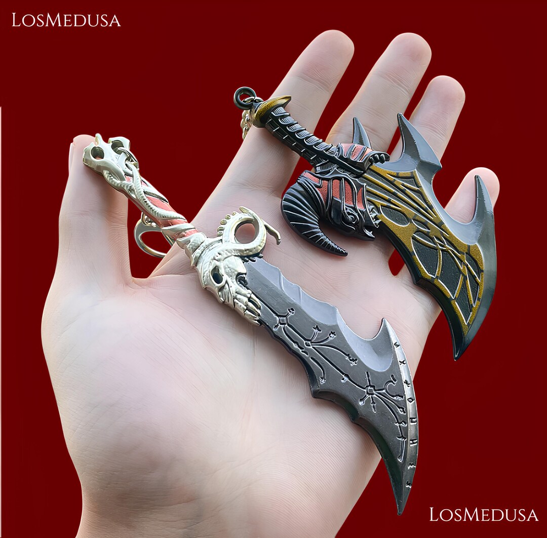 Vintage God of War Keychain Kratos Axe, Leviathan Keyring,gow Keychain ...
