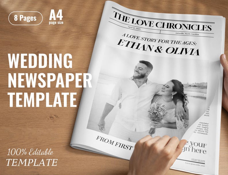 Wedding Newspaper Template With Photo, Wedding Newspaper Template ...