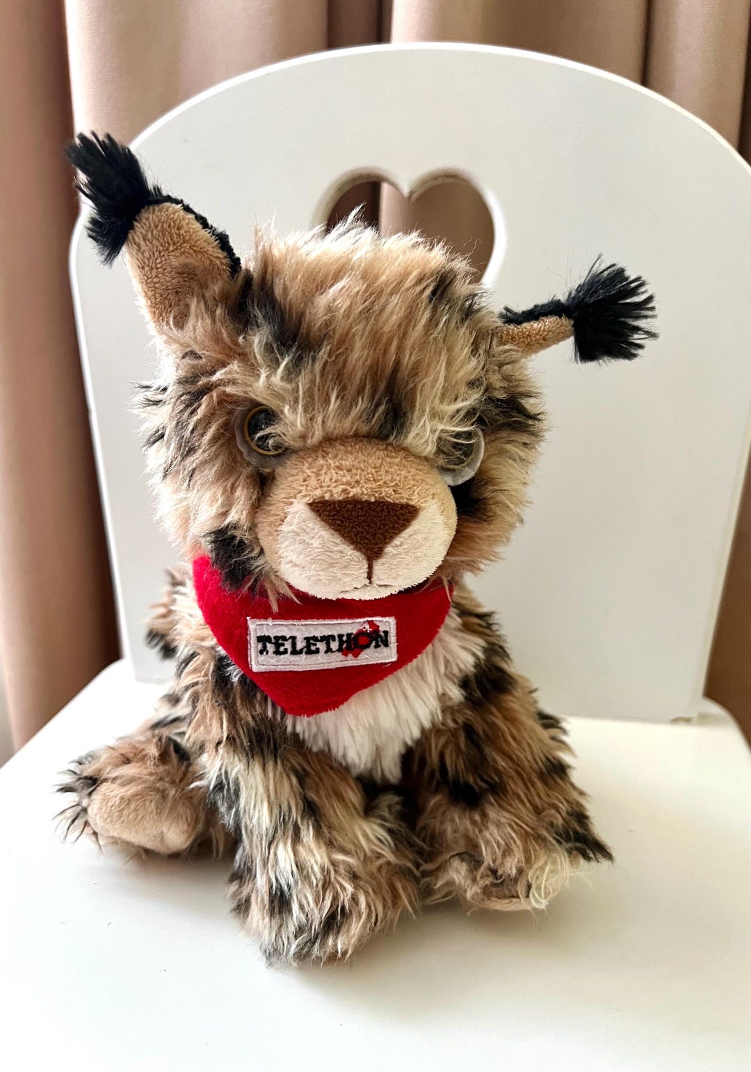 Vintage Telethon Lynx Plush Toy – Spotted Wild Cat With Red Bandana ...