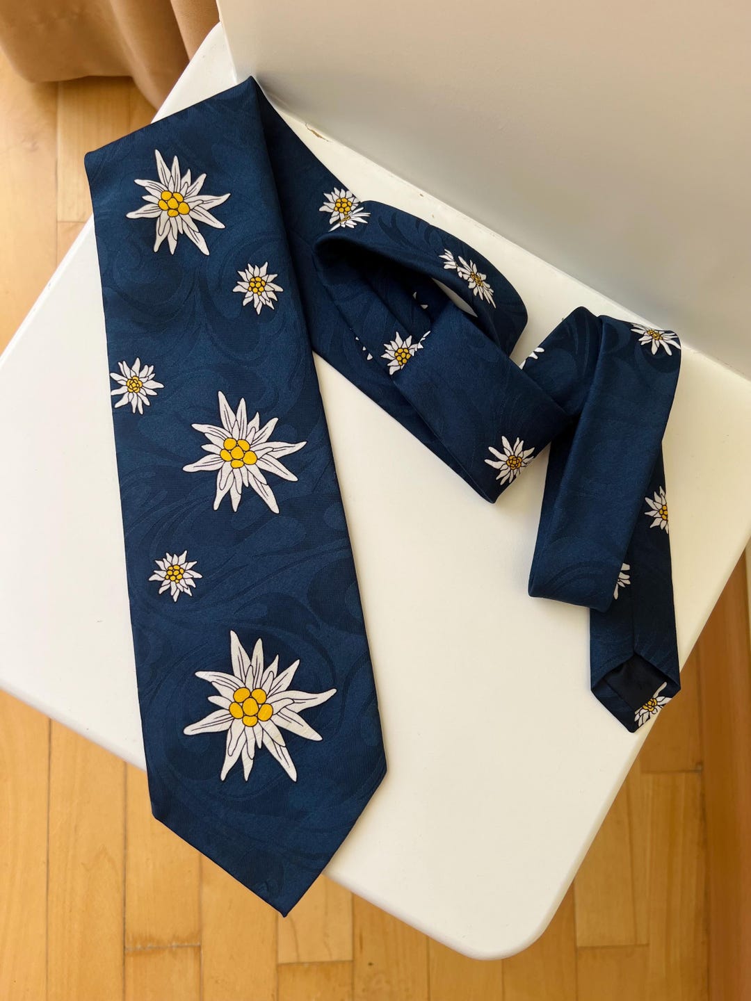 Vintage Swiss Floral Tie | Edelweiss Floral Tie | 90s Men Accessory ...