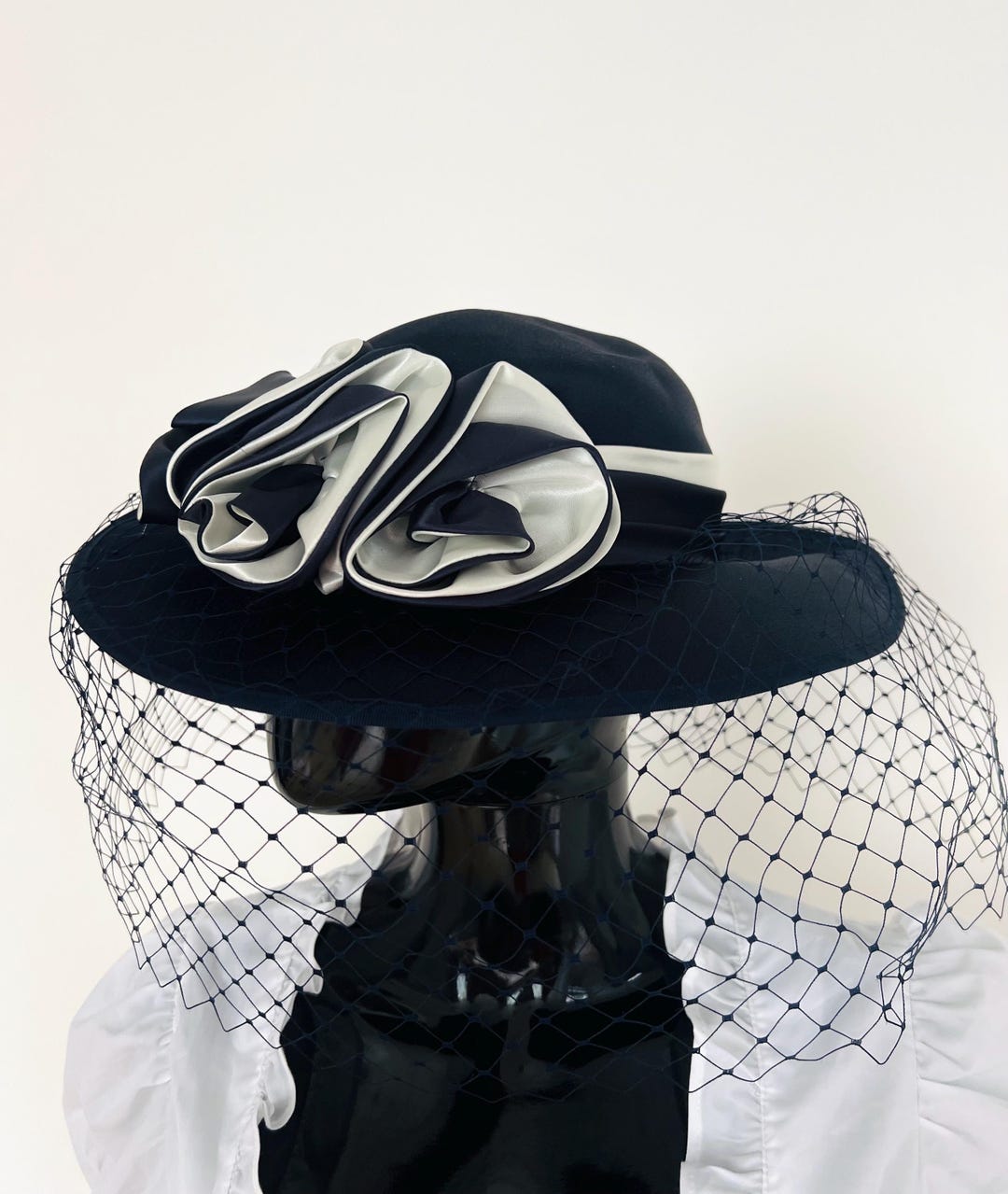 Headways by Albert | Black Formal Vintage Hat With Veil | 1980s Hat ...