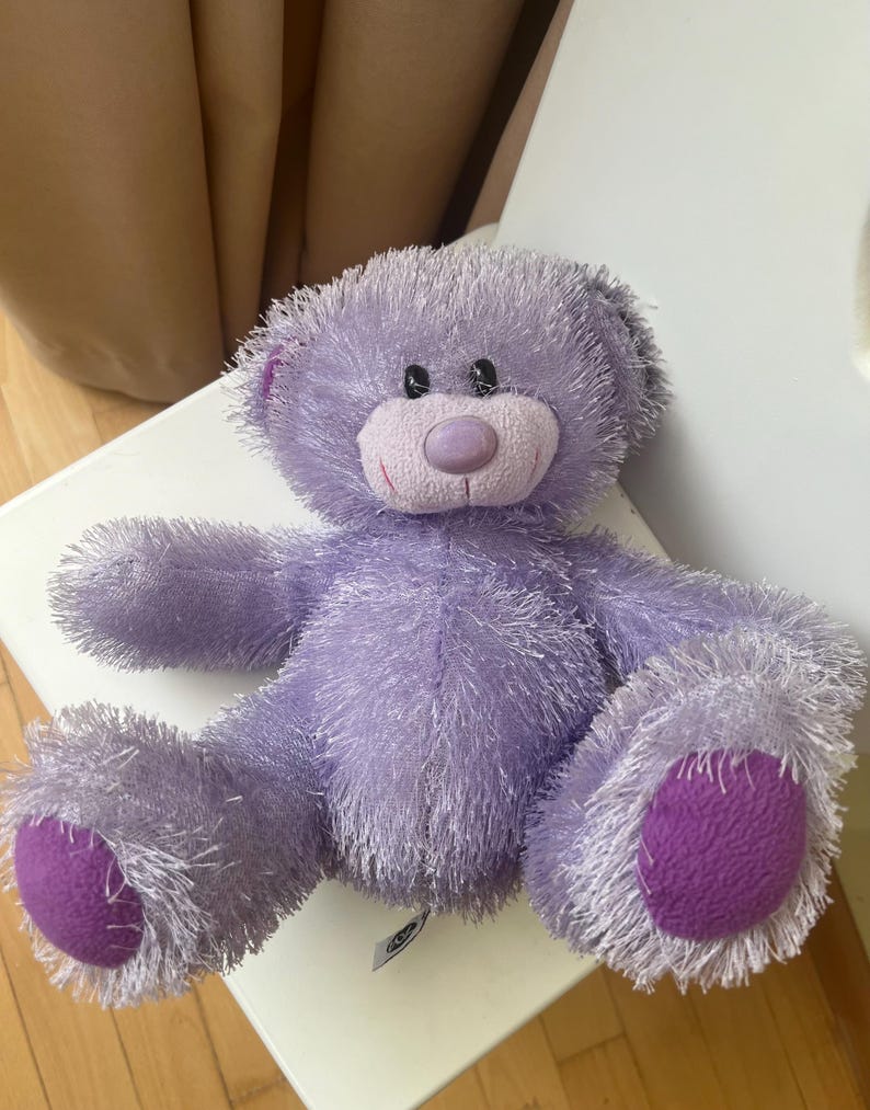 Vintage Collectible Purple Teddy Bear by Paws – Long Furry Plush ...
