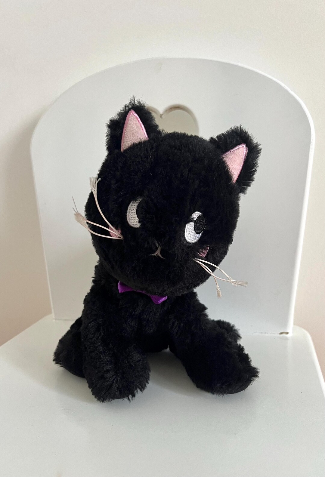 Stuffed Black Cat Plush Kitten Soft Black Kitty Collectibke Toy Vintage ...