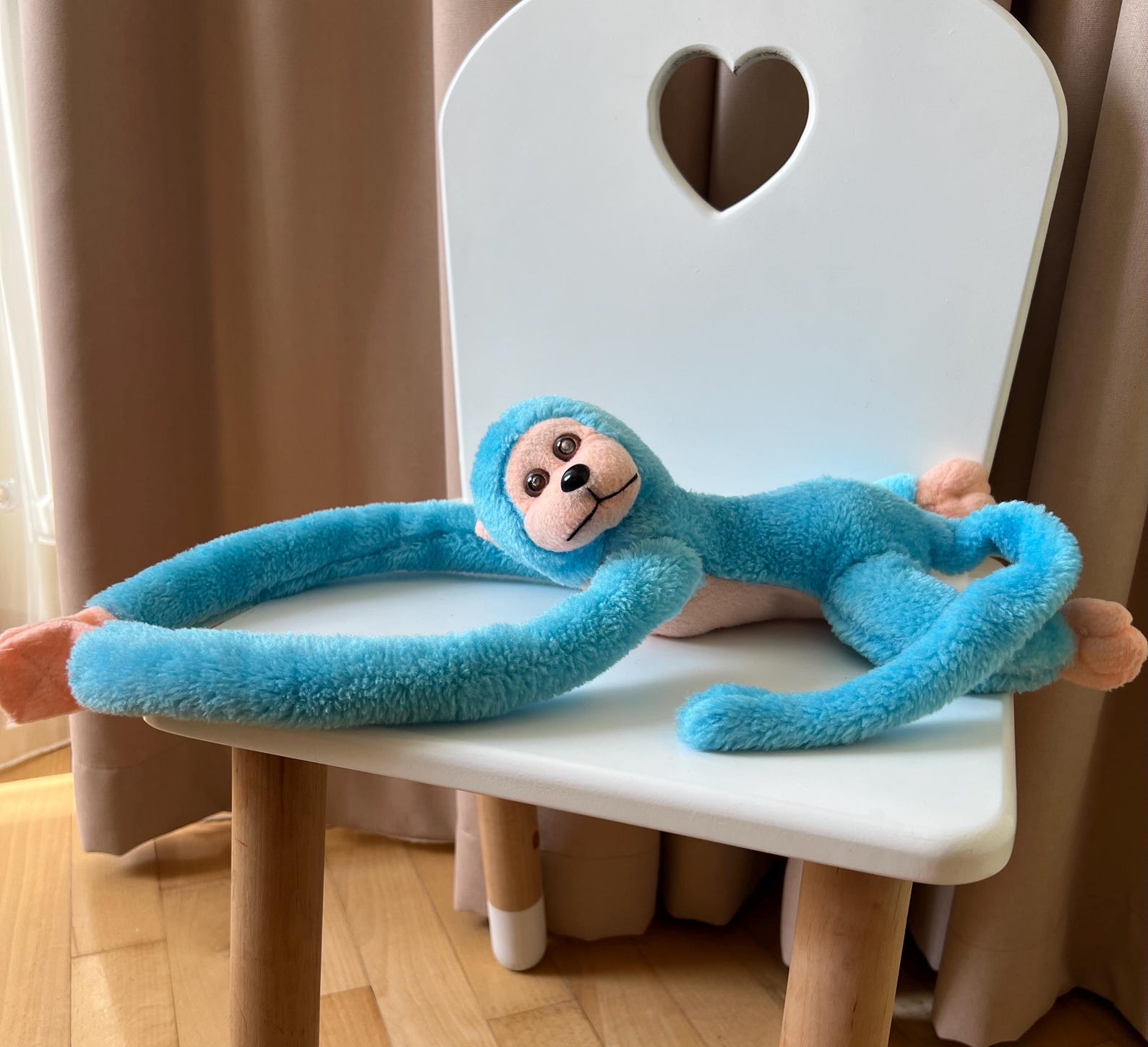 Hugging Monkey Plush Toy – Blue Long Arm Stuffed Animal With Velcro ...