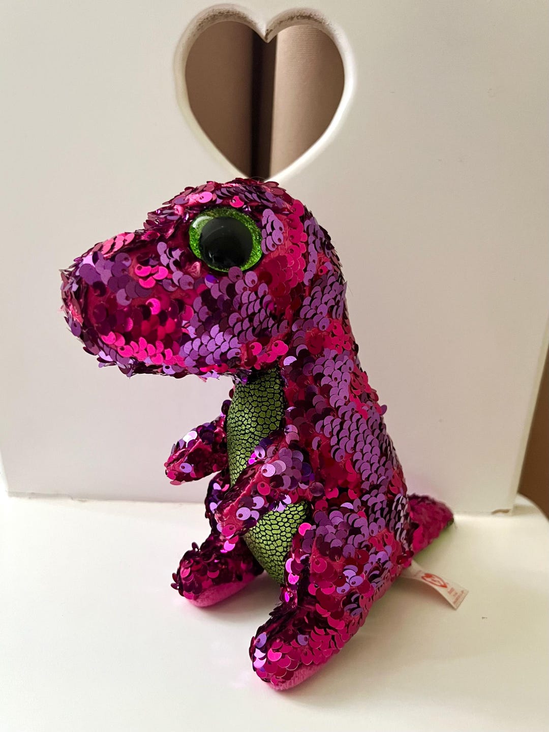Ty Flippables Stompy Dinosaur Plush 17 Cm | Reversible Sequin Pink ...