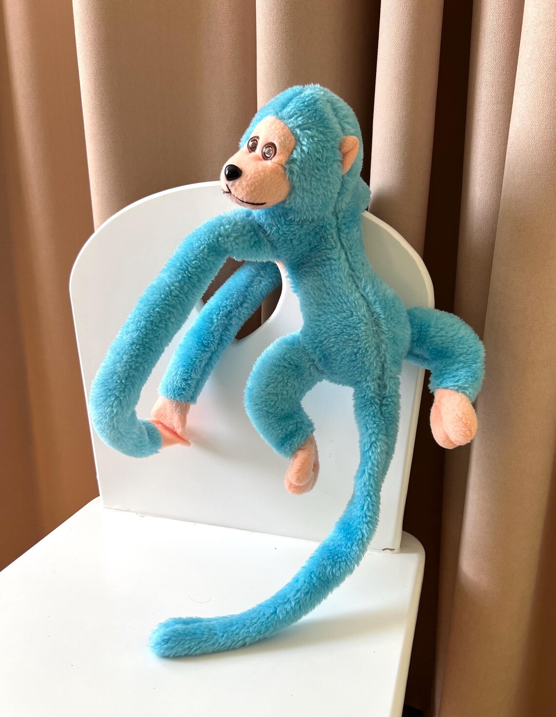 Hugging Monkey Plush Toy – Blue Long Arm Stuffed Animal With Velcro ...