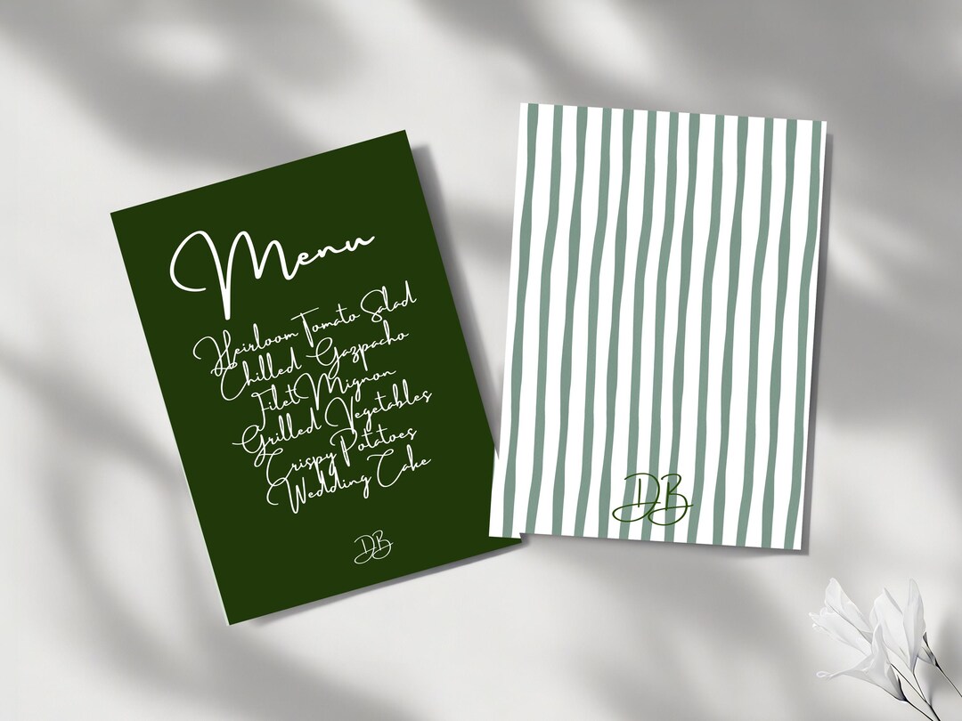 Dark Green Menu Template I Wedding, Bridal Shower, Engagement Party ...