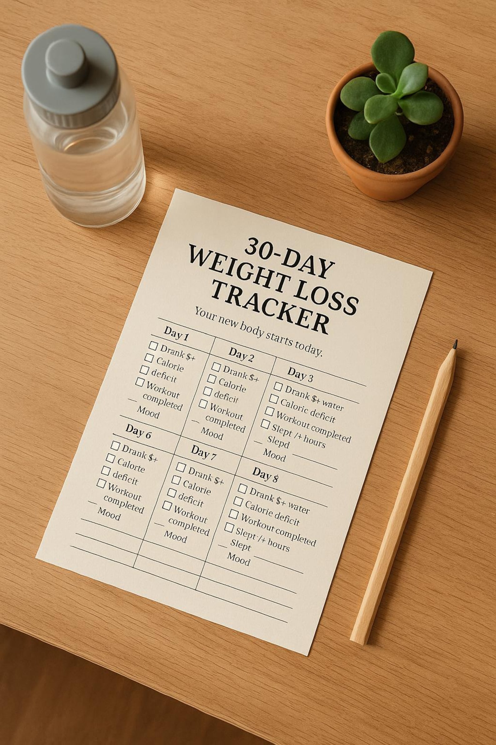 30-day Weight Loss Tracker | Printable Fitness Journal | Digital ...