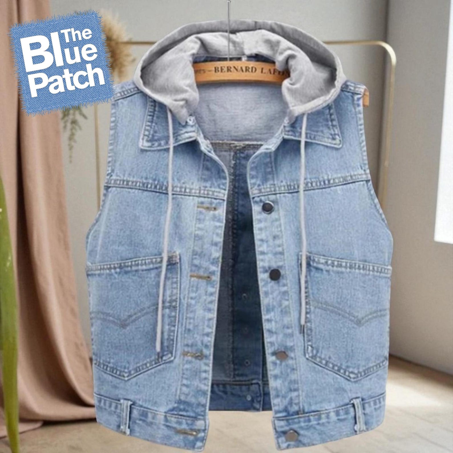 Hooded Denim Waistcoat for Women – Sleeveless Jean Jacket, Vintage ...