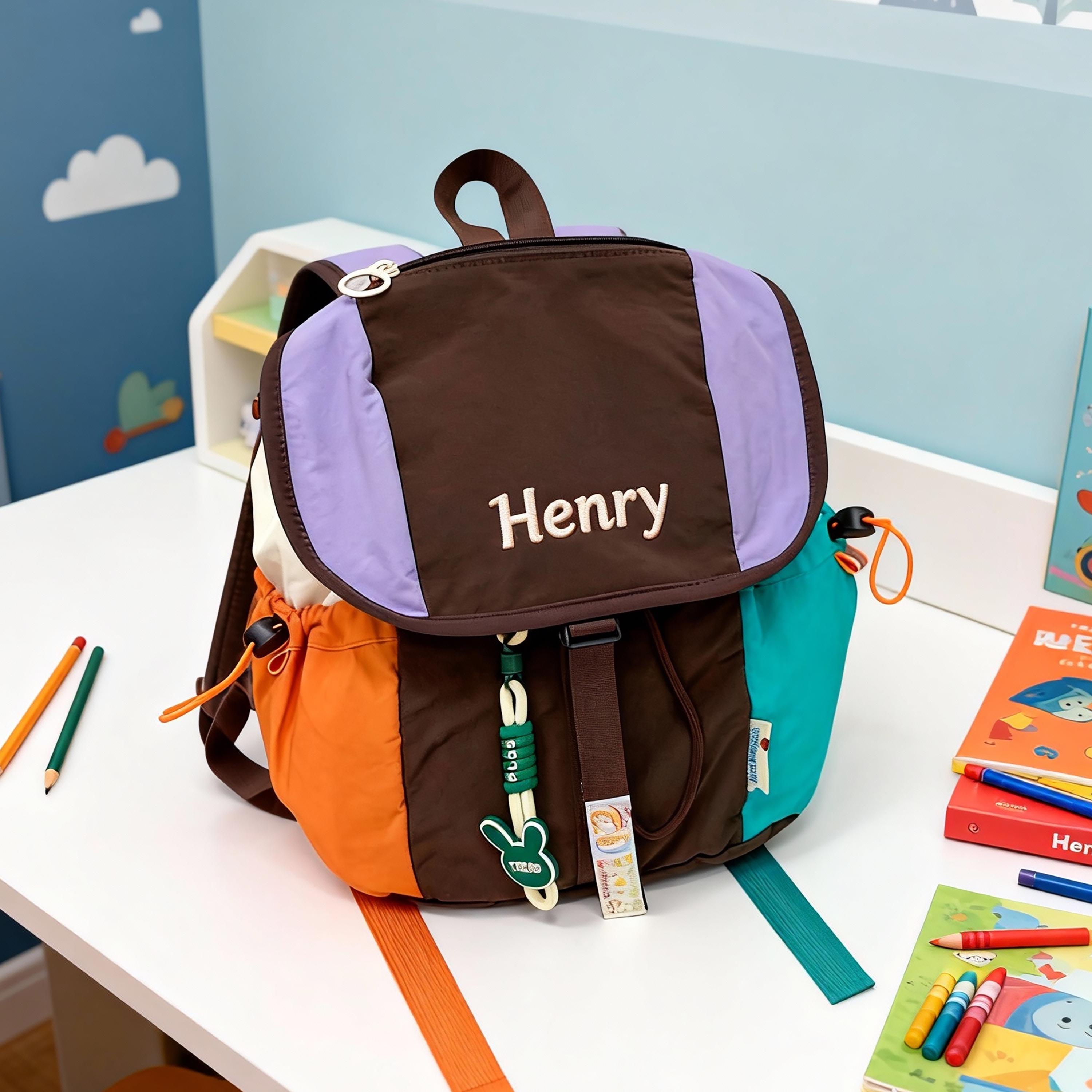 Personalized Kids Backpack, Color Block School Backpack, Durable ...