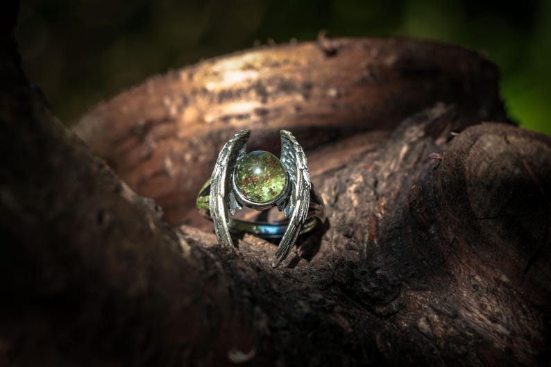 Winged Garden Quartz Ring: Gothic Sterling Silver Statement Jewelry - Etsy
