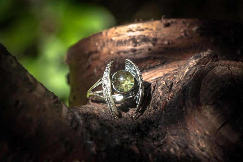 Winged Garden Quartz Ring: Gothic Sterling Silver Statement Jewelry - Etsy