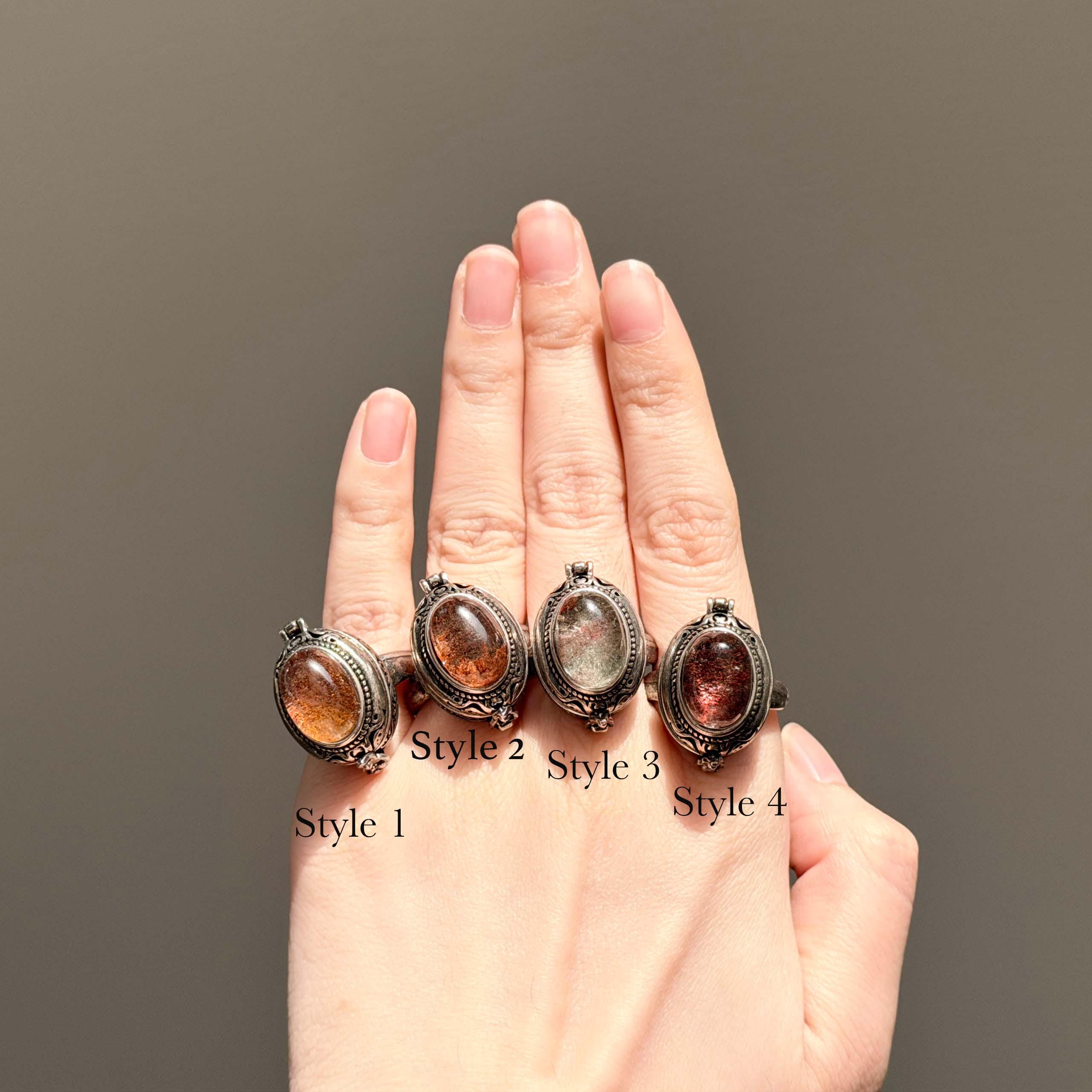 Adjustable Poison Ring Locket With Garden/phantom Quartz – Gothic ...