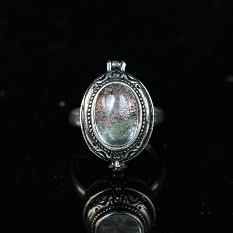 Adjustable Poison Ring Locket With Garden/phantom Quartz – Gothic ...