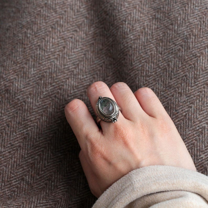 Adjustable Poison Ring Locket With Garden/phantom Quartz – Gothic ...