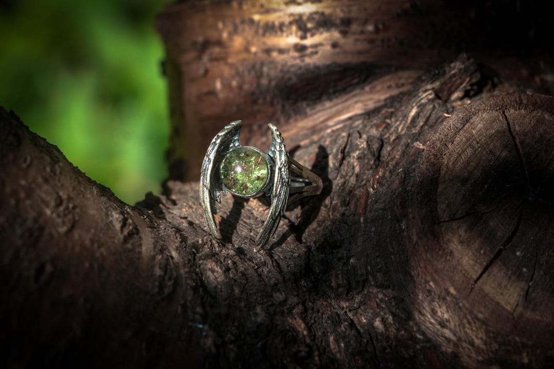 Winged Garden Quartz Ring: Gothic Sterling Silver Statement Jewelry - Etsy