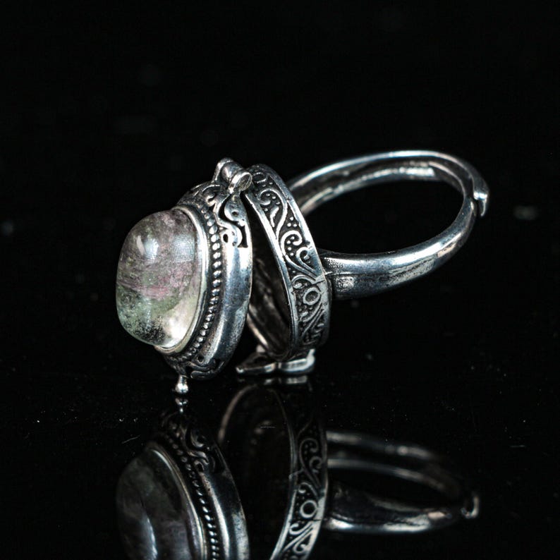 Adjustable Poison Ring Locket With Garden/phantom Quartz – Gothic ...