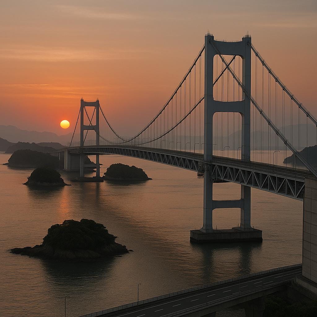 Japanese Sunrise Bridge Print – Digital Wall Art With Island View ...