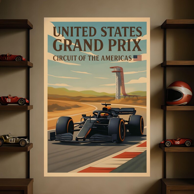 USA F1 Grand Prix Poster, Circuit of the Americas F1 Wall Art, Austin ...