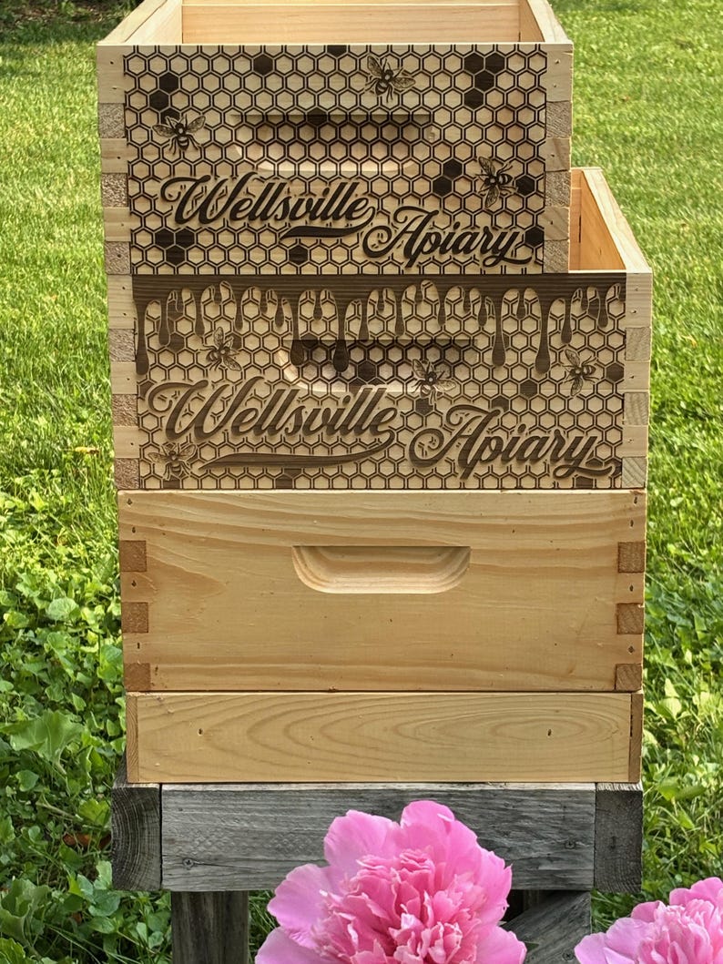 Custom Laser Engraved Bee Hive – Personalized Wooden Hive Box for ...