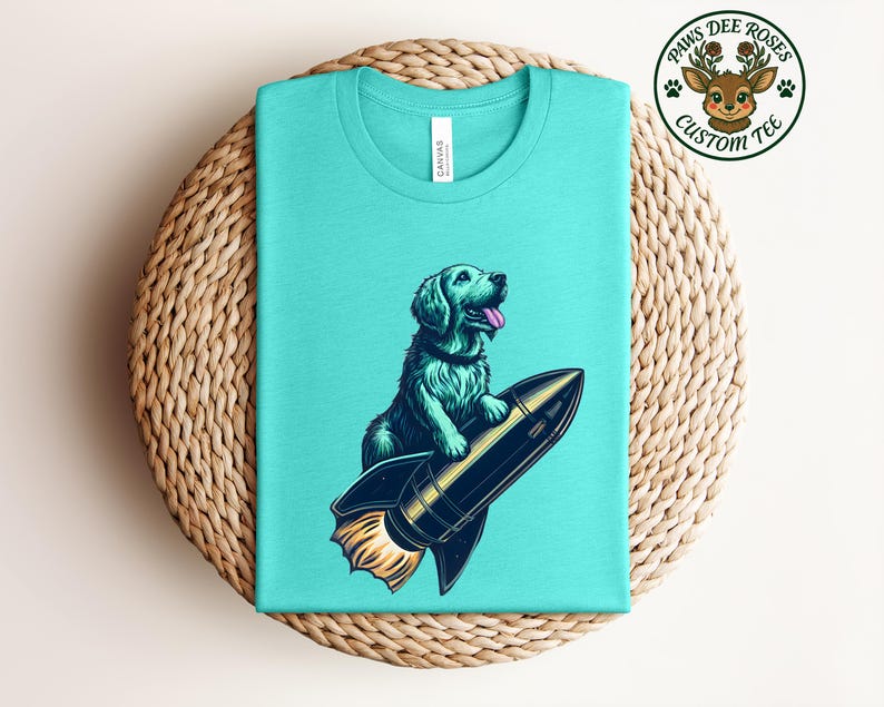 Surfing Dog Rocket Puppy Tee | Space Puppy Illustration T-shirt ...