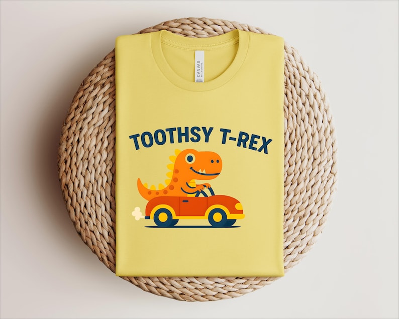 Toothy T-rex Driving Car Kids Dinosaur Tee | Playful Animal Design ...