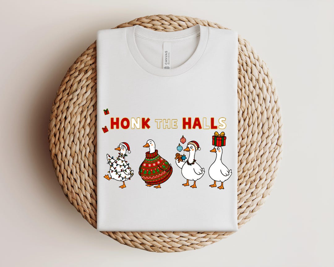 Honk the Halls Geese Tee | Christmas Birds Shirt, Christmas Tee ...
