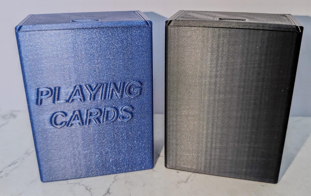 Playing Card Storage Box With Lid for 2 Decks – Black Plain & Blue ...