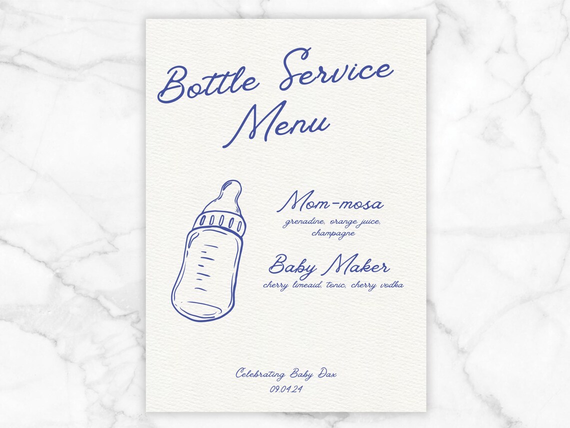 Bottle Service Sign Template, Baby Shower Bottle Service Sign Template ...