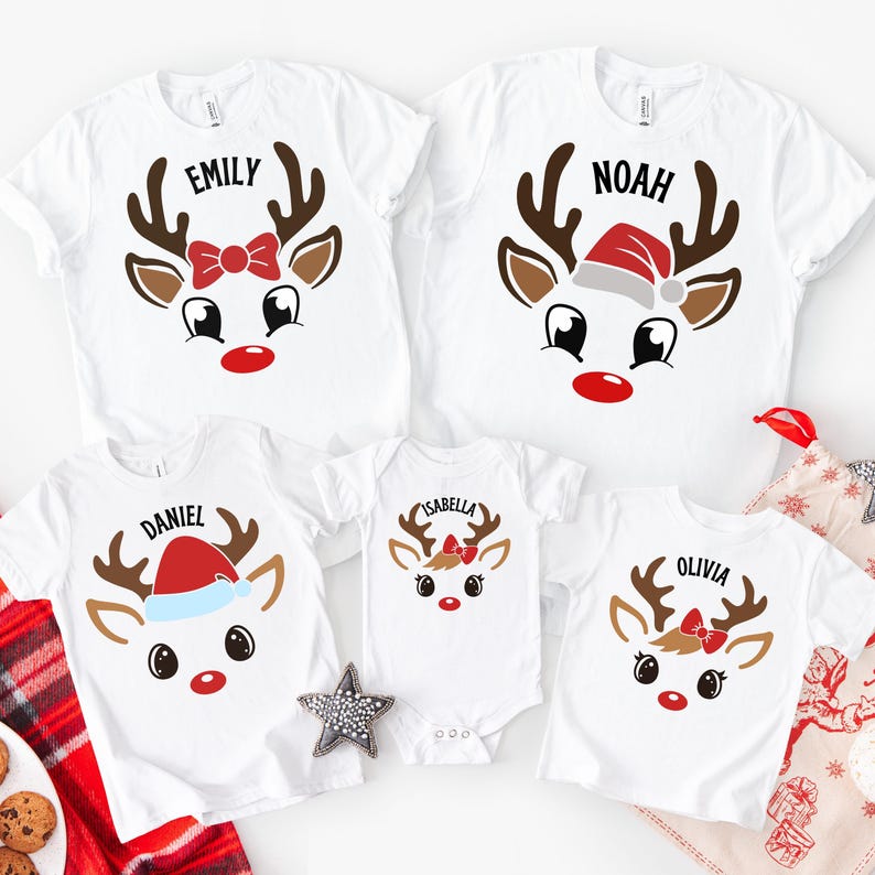 Reindeer Family Christmas Shirt,personalized Christmas Family Shirt ...