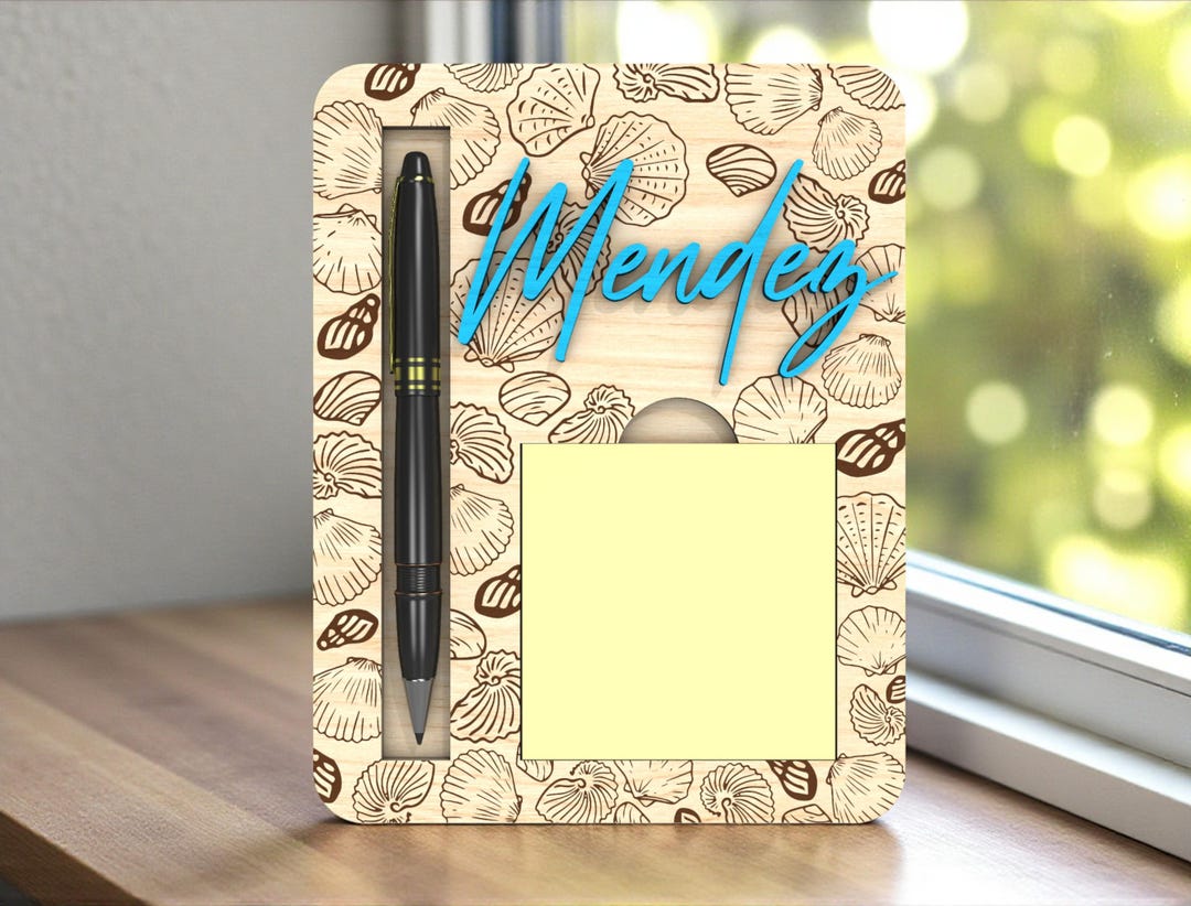 Seashell Sticky Note Holder SVG, Beach Desk Organizer With Pen Slot ...
