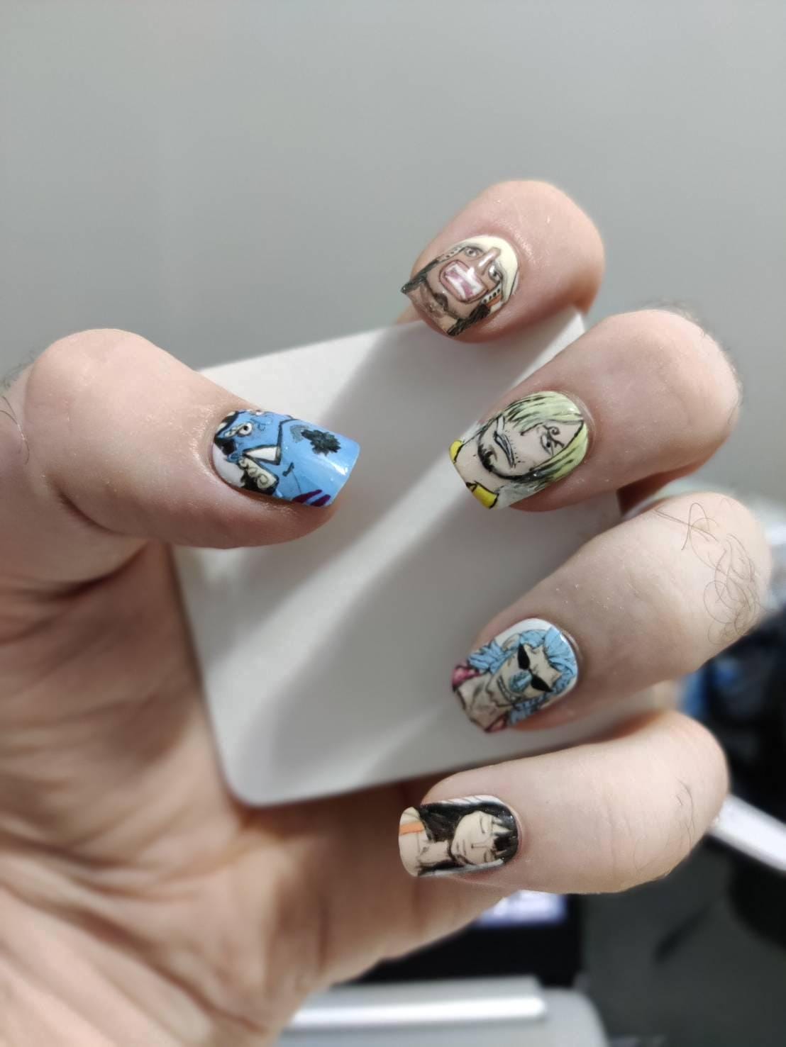 One Piece Anime Press-on Nails: Handmade Luffy Crew Cosplay Nails - Etsy
