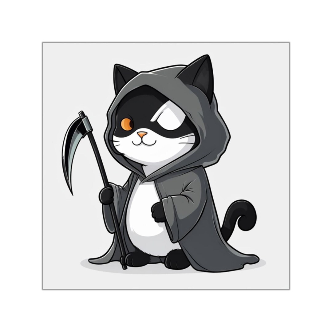 Cute Cat Grim Reaper Stickers | Perfect for Laptops, Water Bottles ...