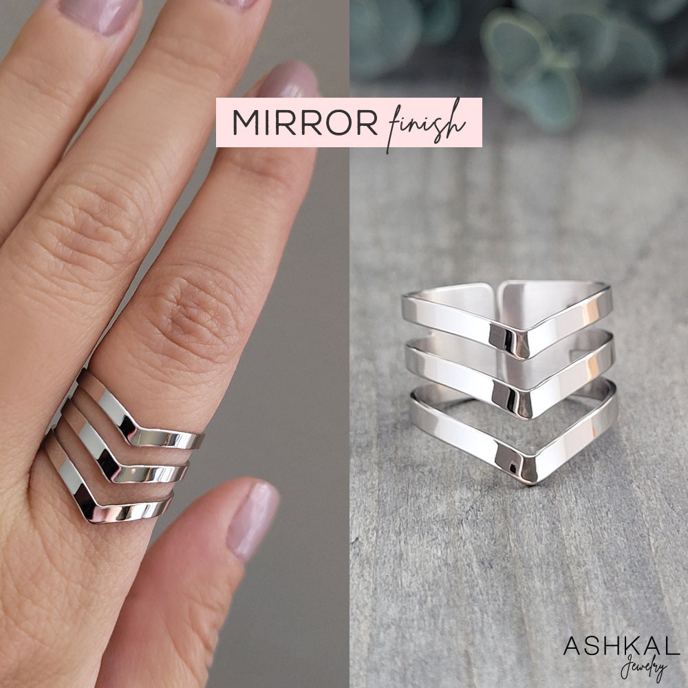Triple Chevron Ring / Arrow Ring / Statement Ring / Wide Arrow Ring ...
