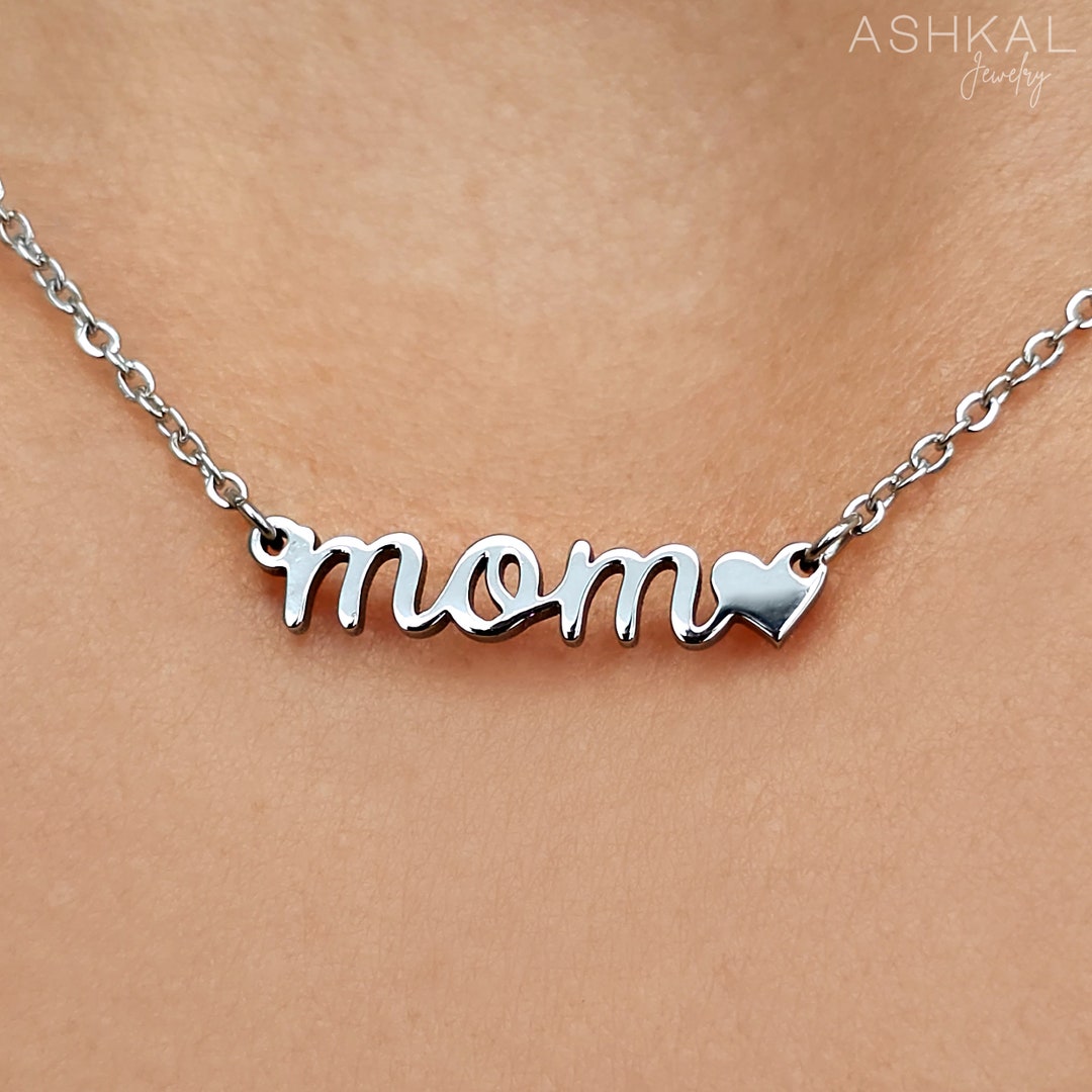 Dainty Heart Mom Necklace • Gift for First Time Mom • Cute Mother's Day ...