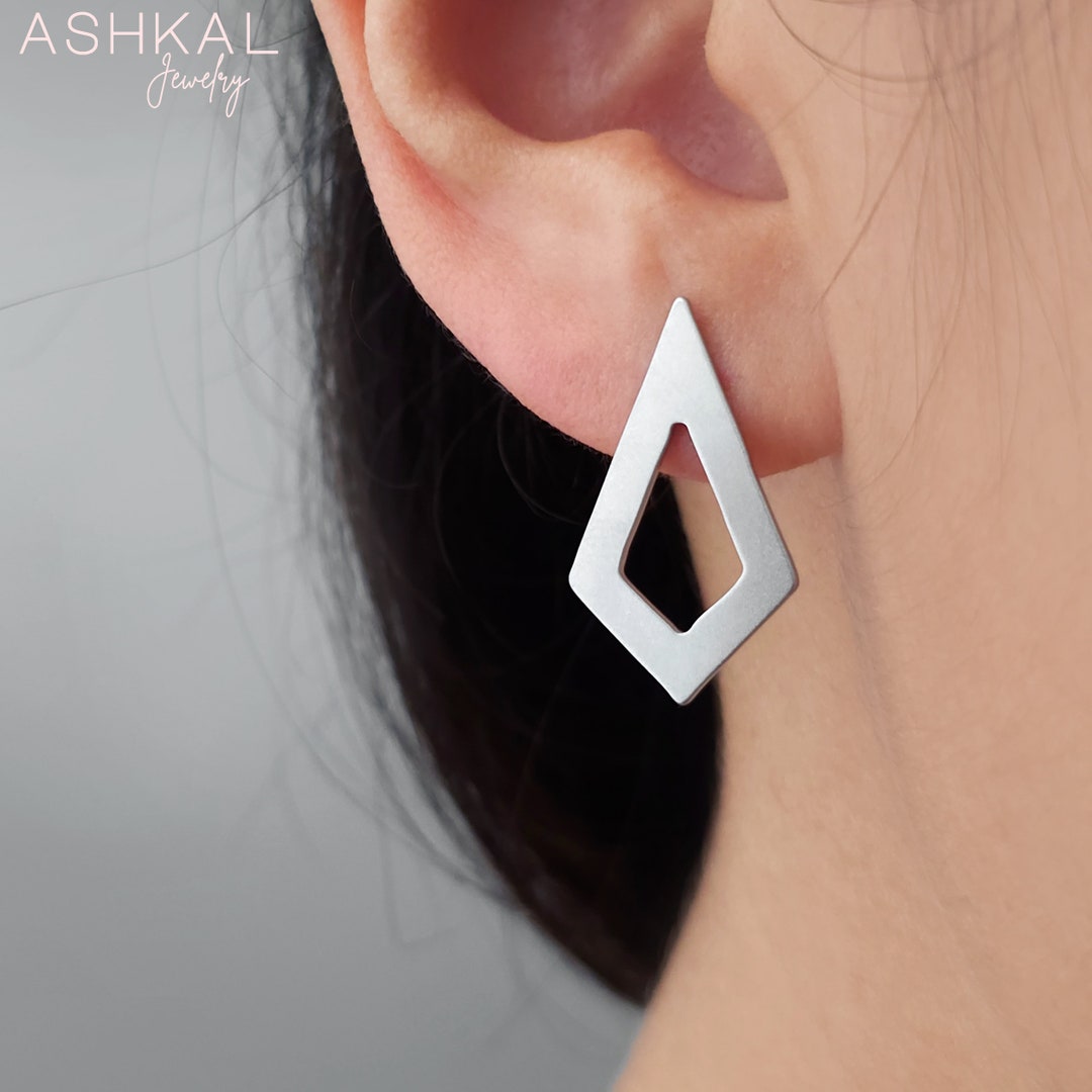 Diamond Shape Earrings • Geometric Stud Earrings • Rhombus Earrings ...