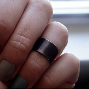 Wide Black Knuckle Ring, Black Above the Knuckle Ring, Wide Band Ring ...