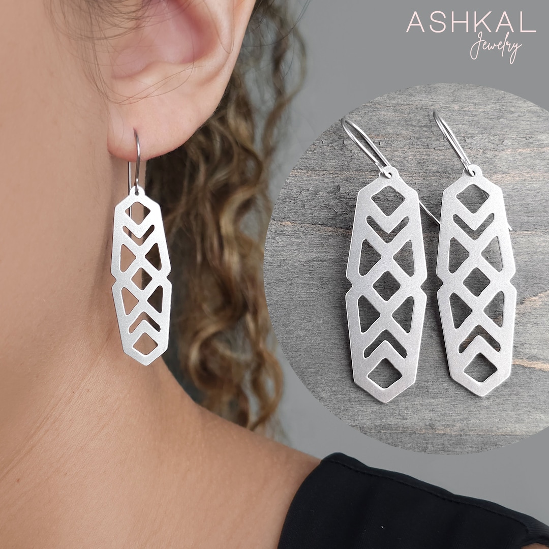 Geometric Boho Earrings • Long Dangle Earrings • Tribal Statement ...