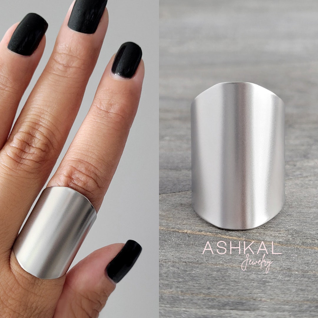 3cm Round Edges Stainless Steel Wide Cuff Ring Statement Ring Edgy Ring Silver Tube Ring ...